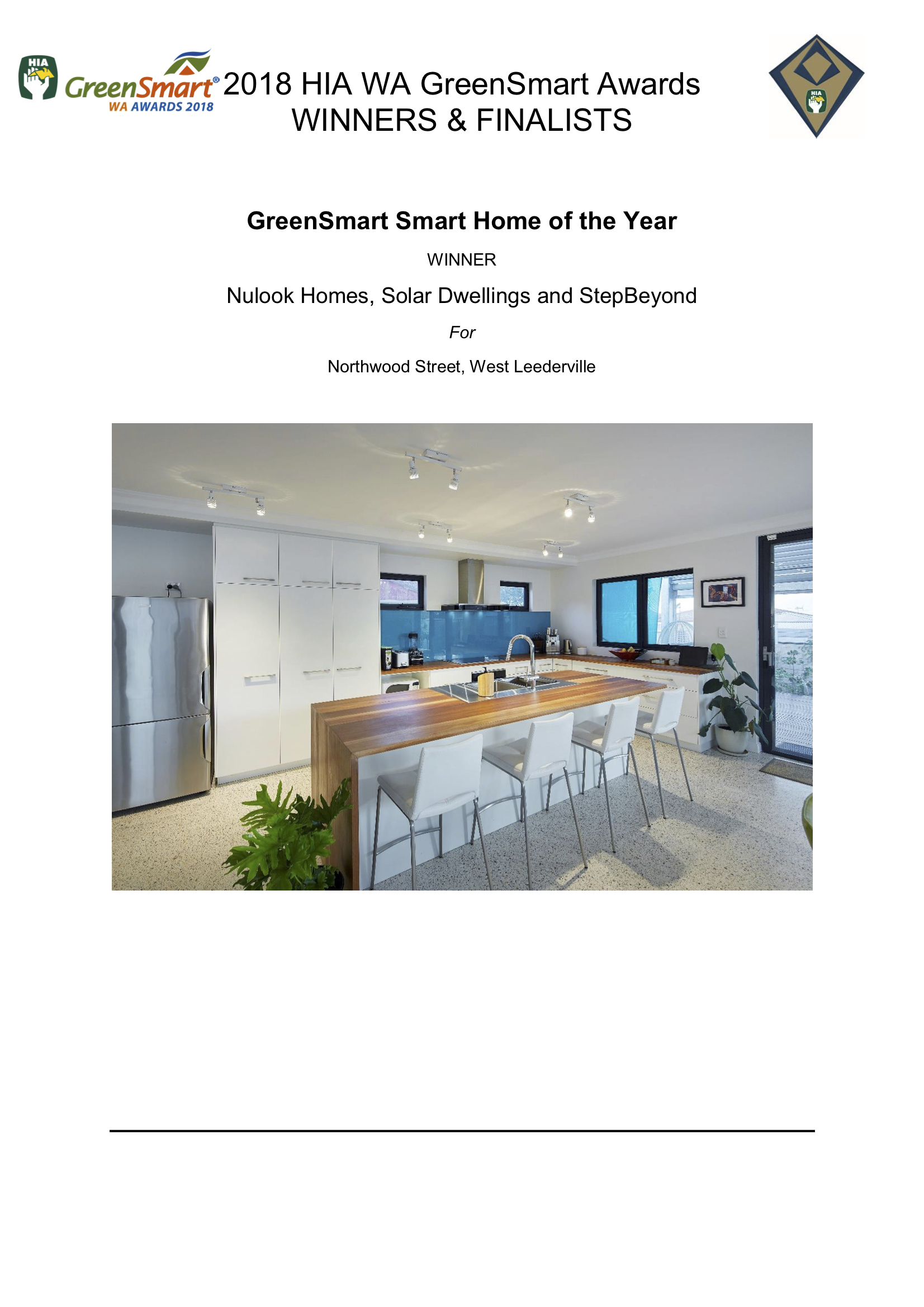 2018 HIA WA GreenSmart Awards – Walking the talk